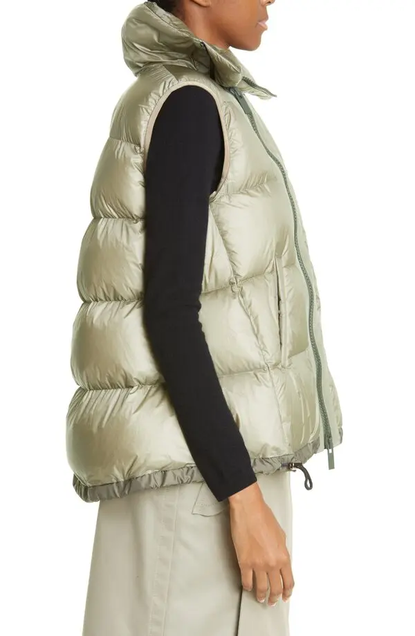 Sacai Asymmetric Puffer Vest - Light Khaki | Editorialist